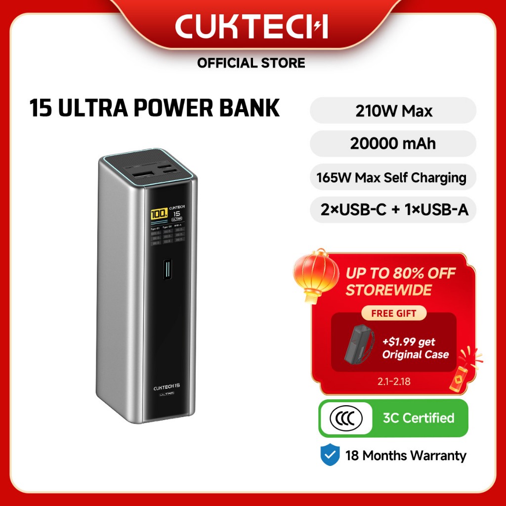 【ccc certified】CUKTECH 210W Max Fast Charging Power Bank with 140W Max ...