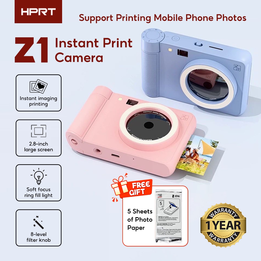 HPRT Z1 Instant Print Camera Zink Inkless Printing Built-in Filters 2.8 ...