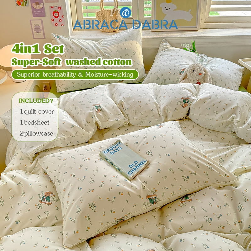 Abraca Dabra 4 in 1 Bedding Set with Fitted Bedsheet + Quilt cover + 2 ...