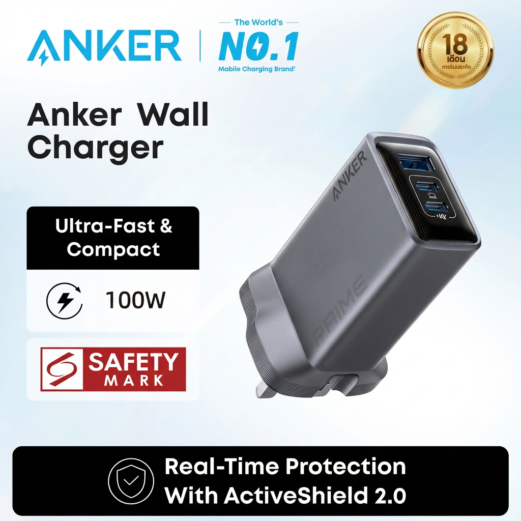 Anker Prime Charger, 100W USB C Charger, 3-Port GaN USB Charger Block ...