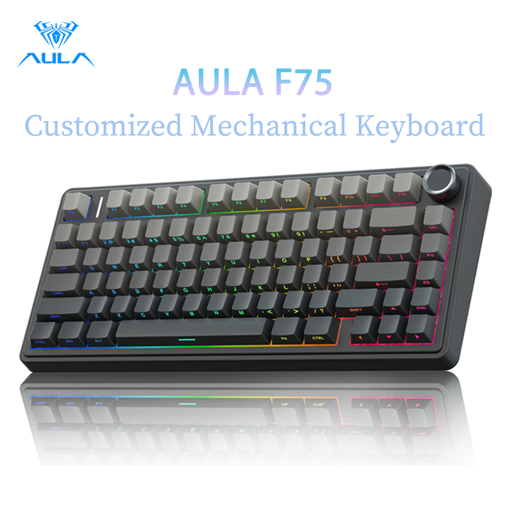 AULA F75 Mechanical Keyboard 75% 80 Key RGB Tri-Mode Wired Bluetooth 2 ...