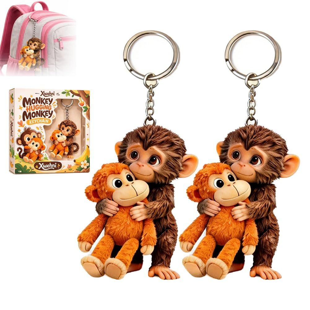 Protect Punch The Monkey Keychain,3d Cute Monkey Holding Plush Toy ...