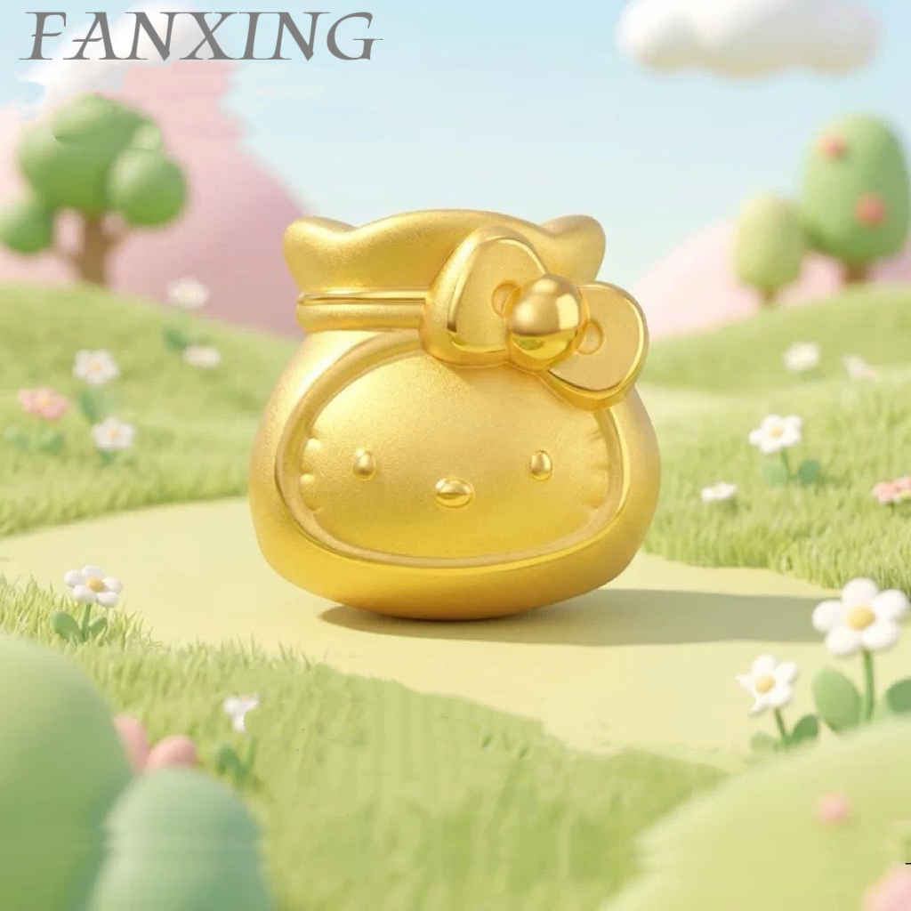 【FX】Gold 999（0.9g）24K Lucky Bag Cat Jewelry Cartoon Charm Bow KT Cat ...