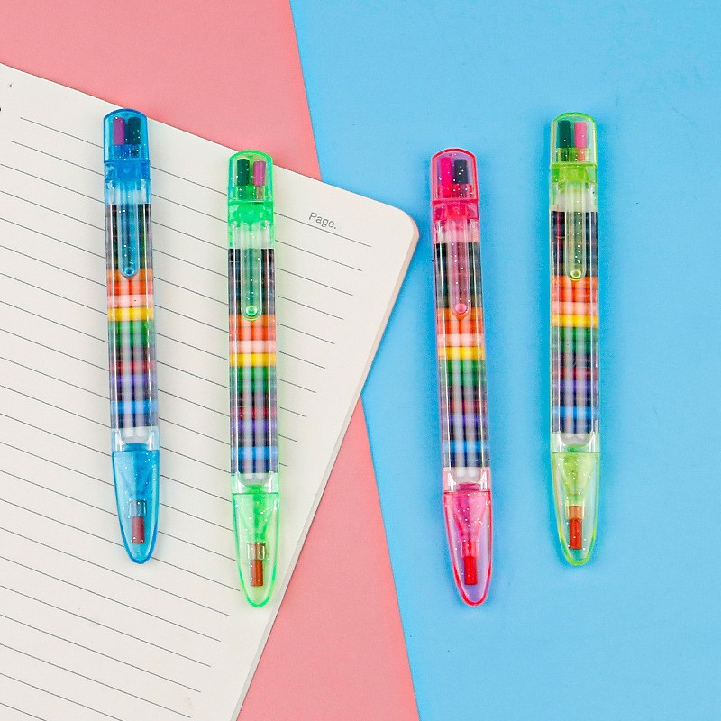 Stackable 20 in 1 Stacking Point Crayons Rainbow Glitter Crayon For ...
