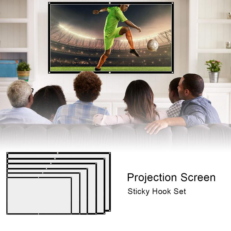 YJMOYE Projector Screen 16:9 Simple Curtain Anti-Light 72/100/120Inch ...