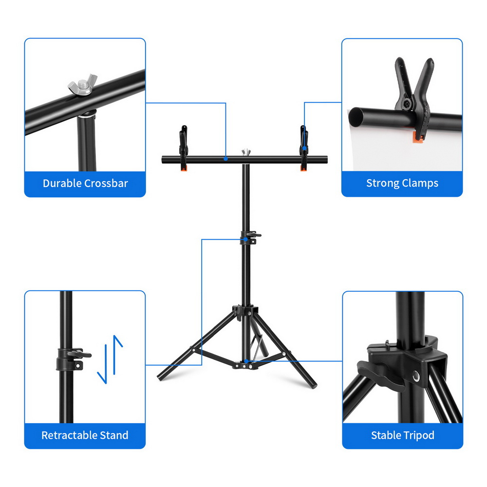 【Free Gift】2X1.5m Photography Backdrop Stand T Shape Support Light ...