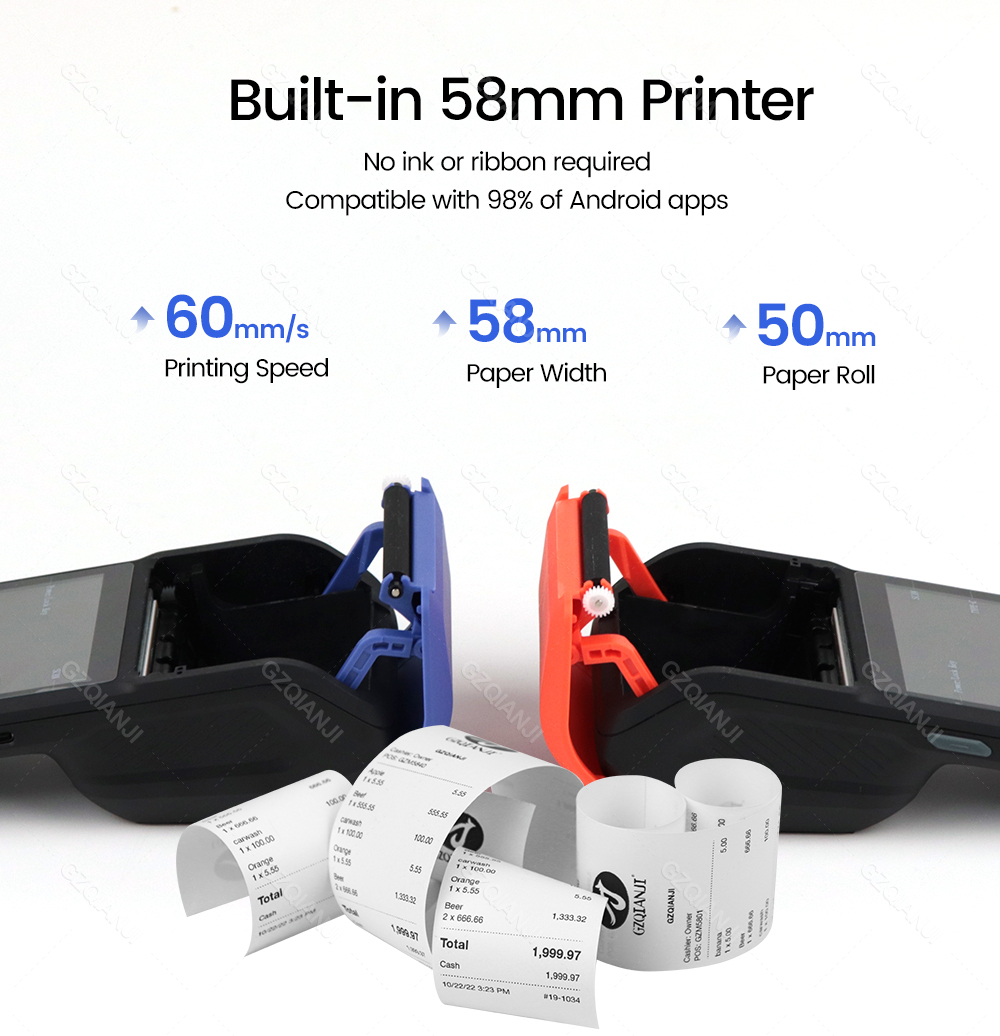 Android 11 Terminal POS System With 58mm Receipt Printer Scan 1D/2D ...