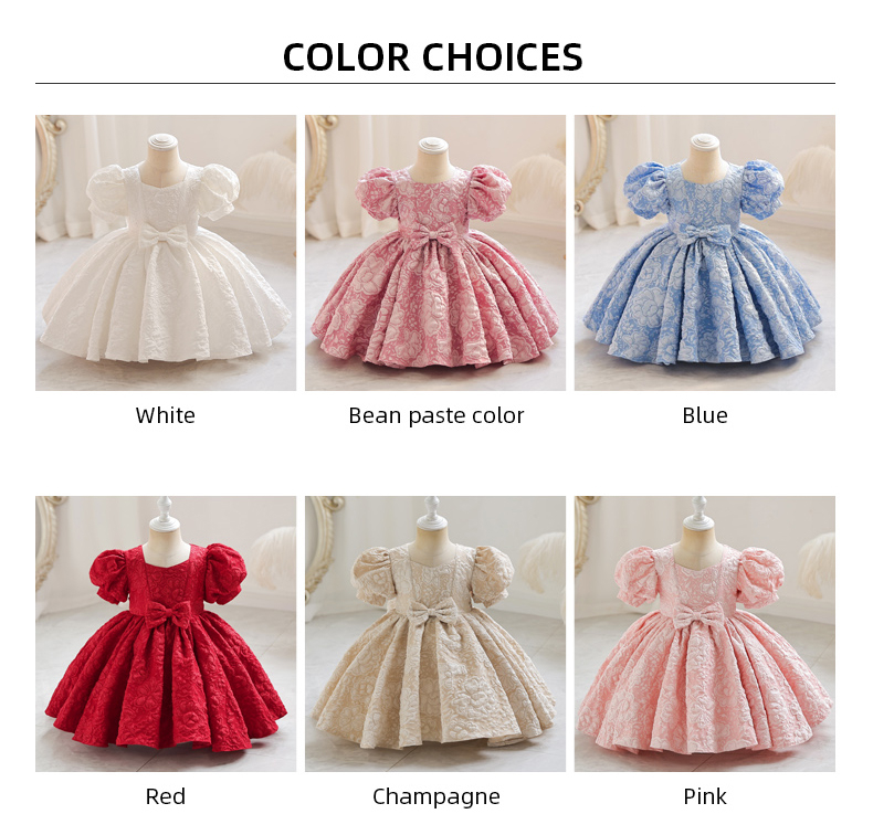 1-6 Years Baby Girl Dress Puff Sleeve Princess Short Dresses White Blue ...