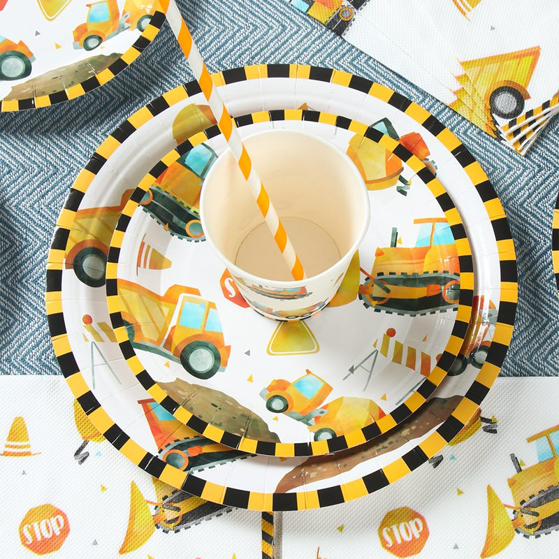 Construction Vehicle Engineering Disposable Tableware Set Cars ...