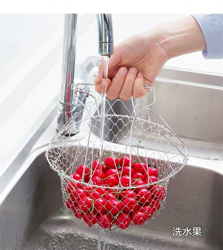 Foldable Steam Rinse Strainer Stainless Steel Colander Magic Mesh ...