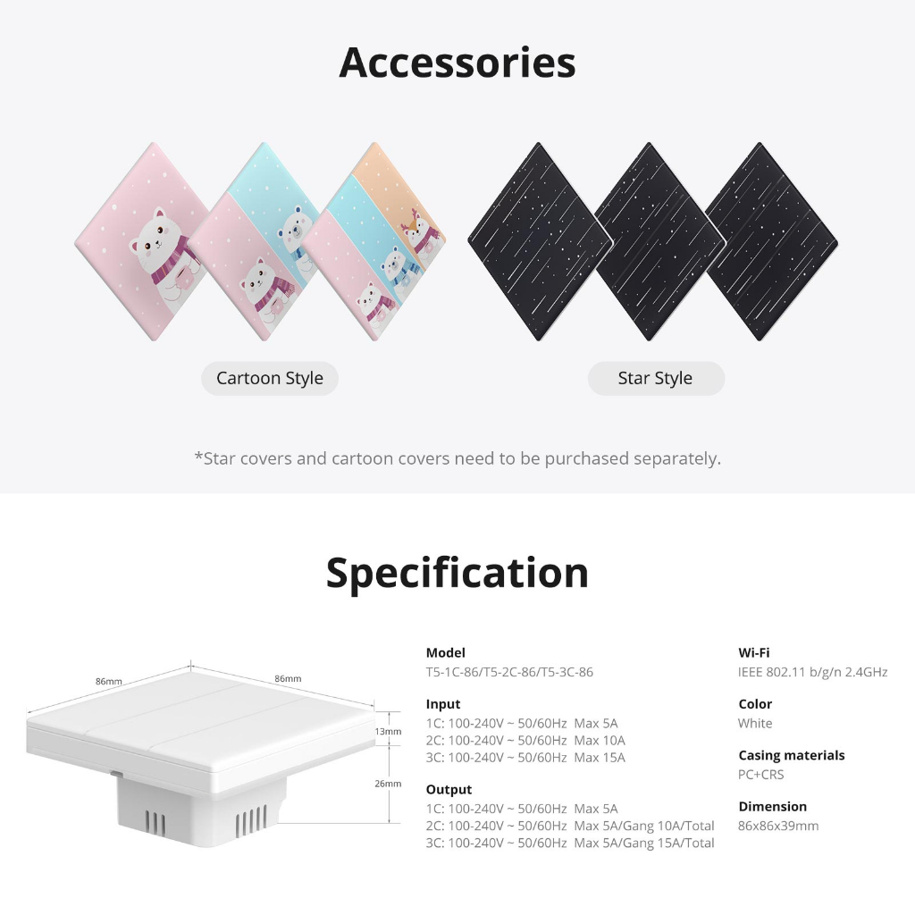 SONOFF T5 86 TX Ultimate WIFI Smart Touch Wall Switch Full Touch Access ...