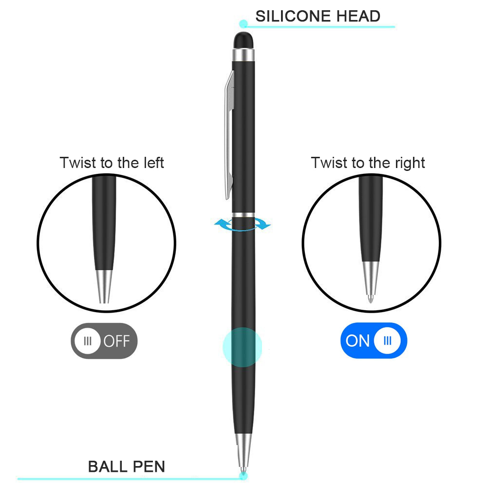 10pcs/set Universal 2 in 1 Metal Stylus Pens with Ballpoint Pens Touch ...