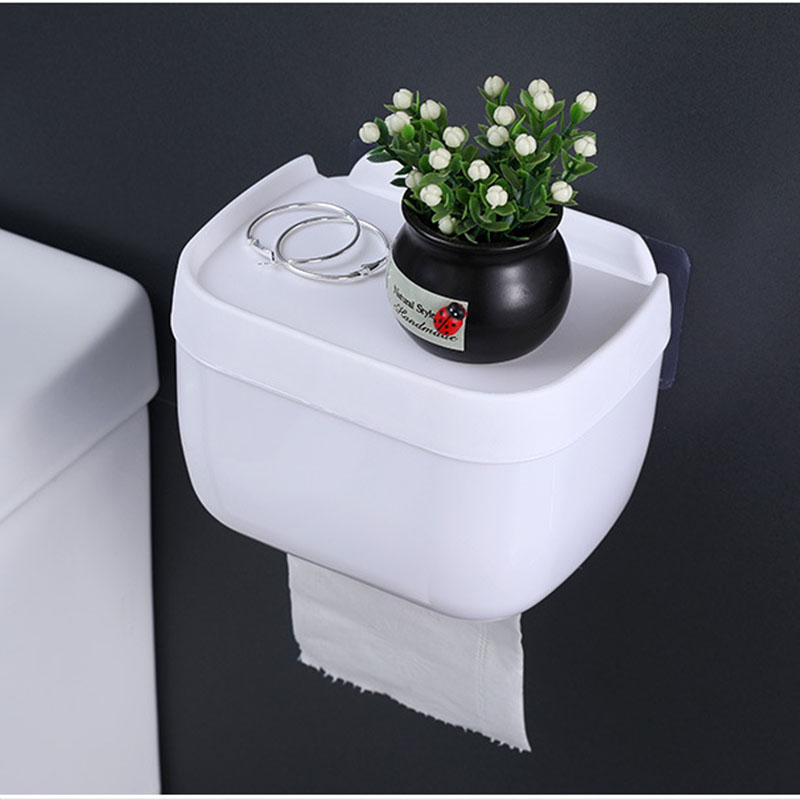 Tissue Box Punch-Free Wall Mounted Bathroom Paper Holder/ Toilet Roll ...
