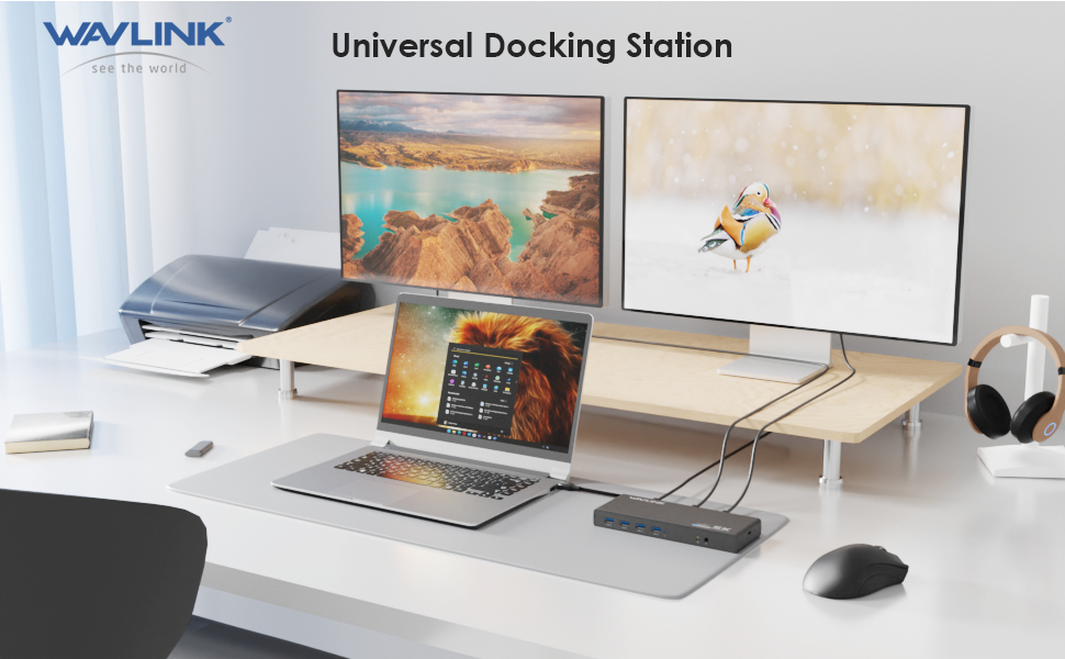 Wavlink USB C Dual 4K Displaylink Docking Station with 65W Charging Multiple Display HDMI ...