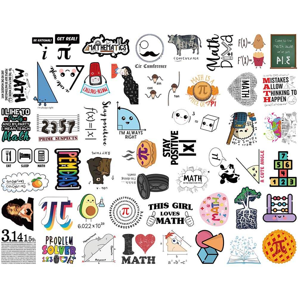 [large stickers]50pcs I Love Math Stickers Cartoon Mathematics Decals ...
