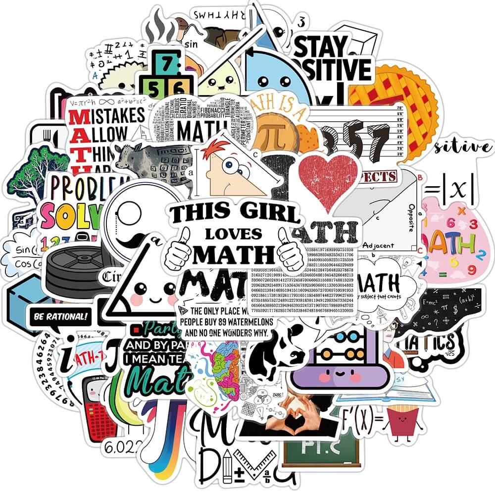 [large stickers]50pcs I Love Math Stickers Cartoon Mathematics Decals ...