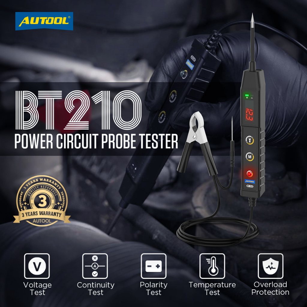 AUTOOL 9V-30V Electric Voltage Car Power Probe Circuit Tester ...