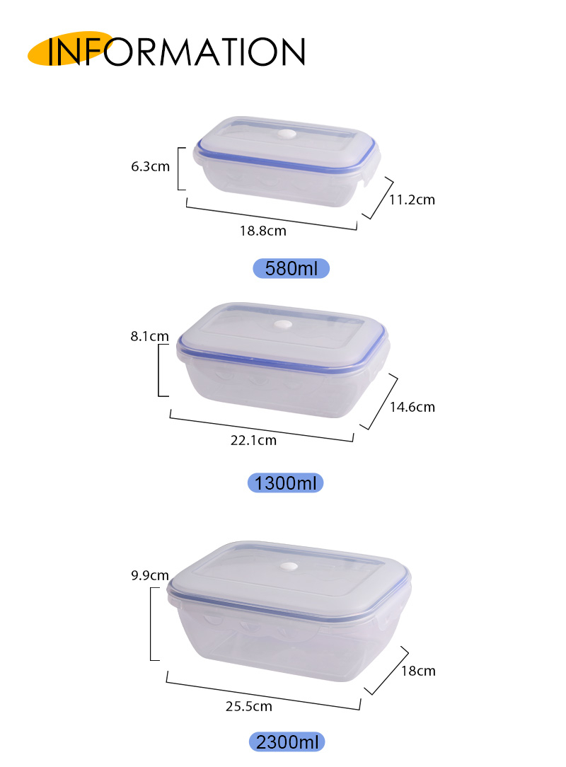 SWEEJAR PP Lunch Box Sealed Vacuum Storage and Preservation Box Refrigerator Microwave Food ...