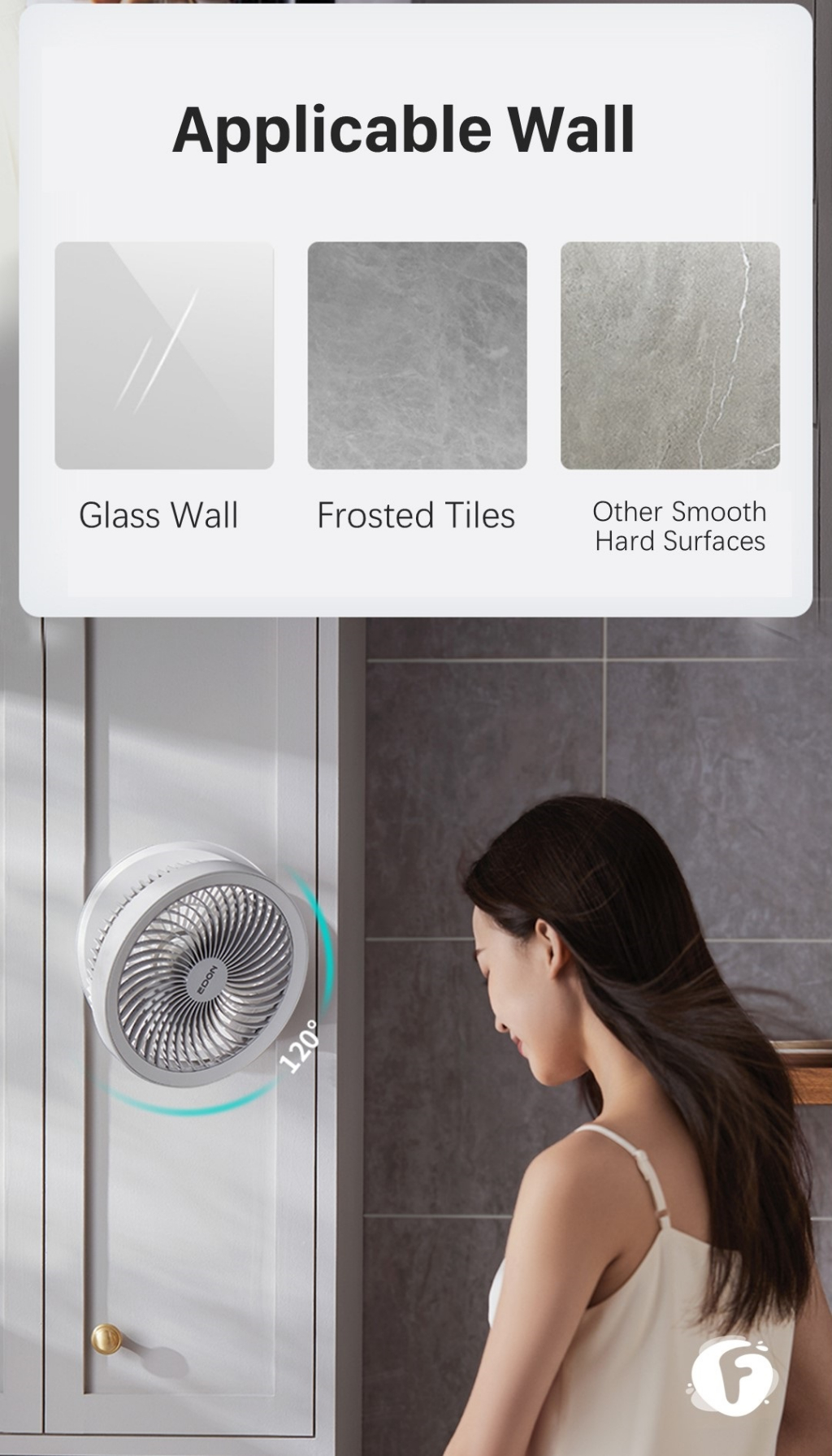 【SG STOCK】Edon Air Circulation Fan(7 inch) Auto Rotation Table Fan Wall Fan Rechargeable Fan ...