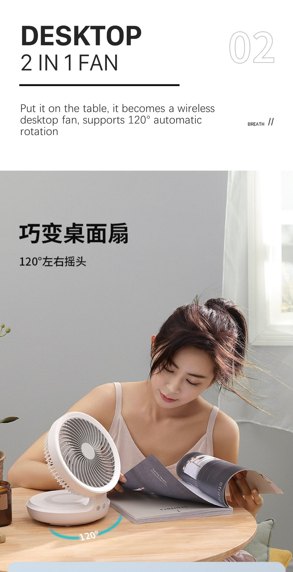 【SG STOCK】Edon Air Circulation Fan(7 inch) Auto Rotation Table Fan Wall Fan Rechargeable Fan ...