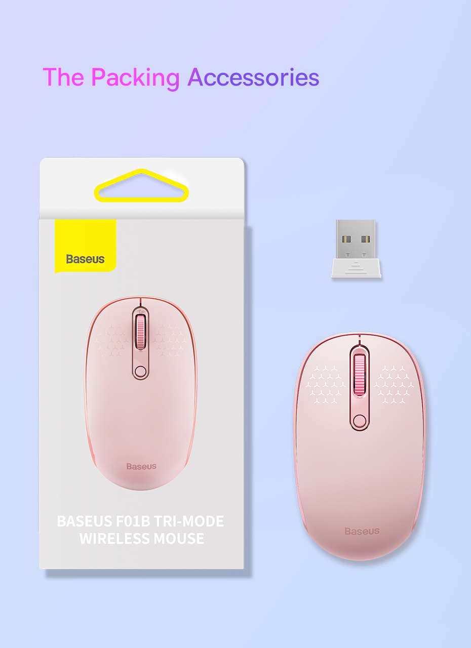 Baseus Tri-Mode Bluetooth Wireless Mouse For Tablet Laptop Silent Mouse ...