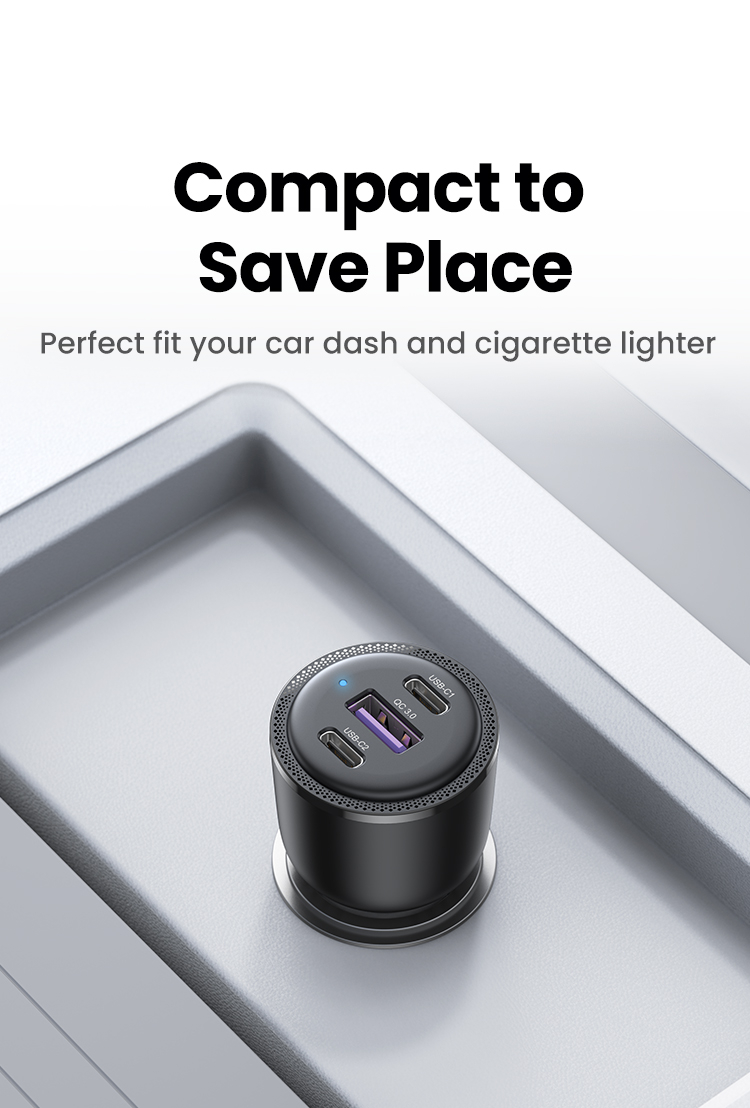 UGREEN 65W Car Charger USB Type C Dual Port PD QC Fast Charging For ...