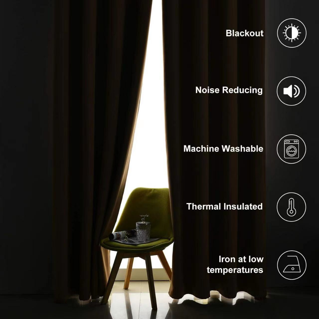SunnySunny 【Free Custom】90% Shading Solid Color Blackout Curtain for ...