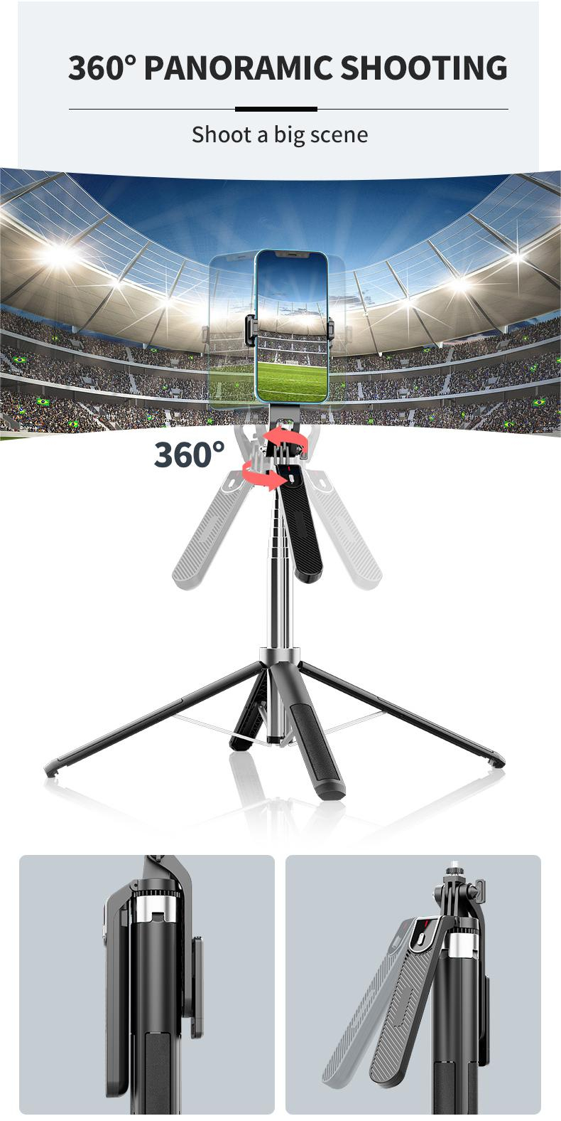 P185 gimbal 1800mm Wireless Selfie Stick Tripod Stand Foldable Monopod ...