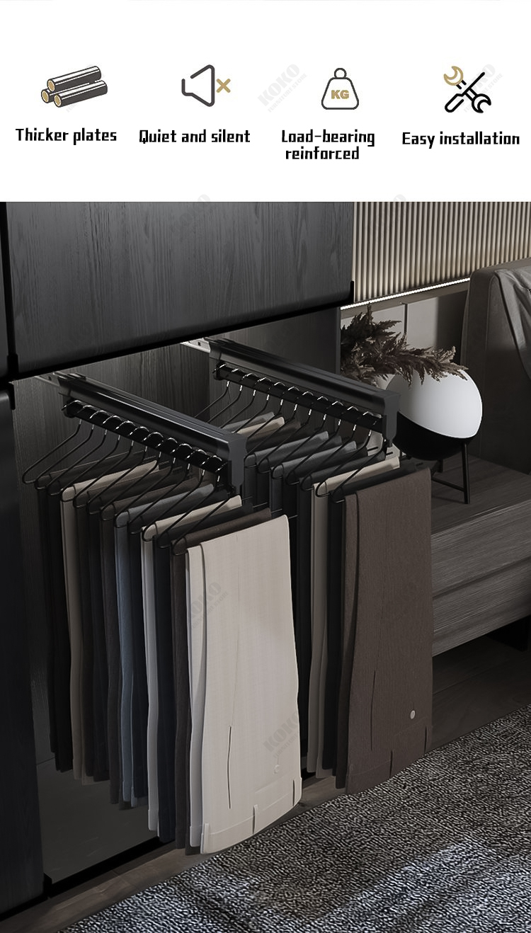 clothes rack pull out rack retractable hanger rack wardrobe organizer ...