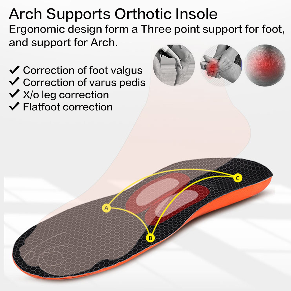 Orthopedic Gel Insoles for Plantar Fasciitis Orthotics Flat Feet ...