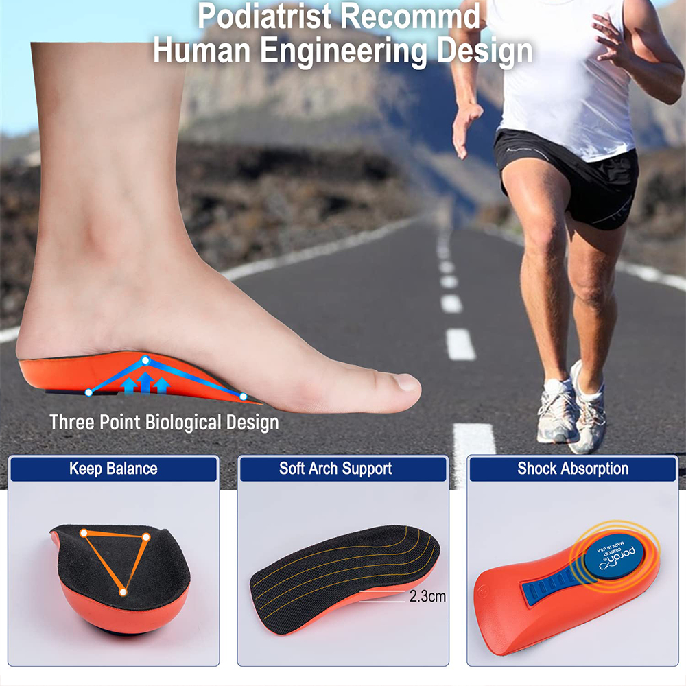 Orthopedic Gel Insoles for Plantar Fasciitis Orthotics Flat Feet ...