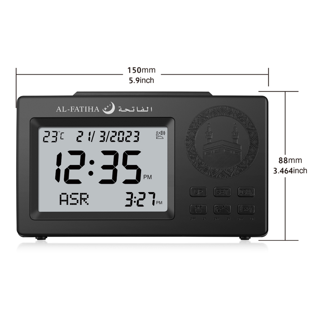 Al Fatiha Muslim Prayer Clock with Automatic Time Setting Hijri ...