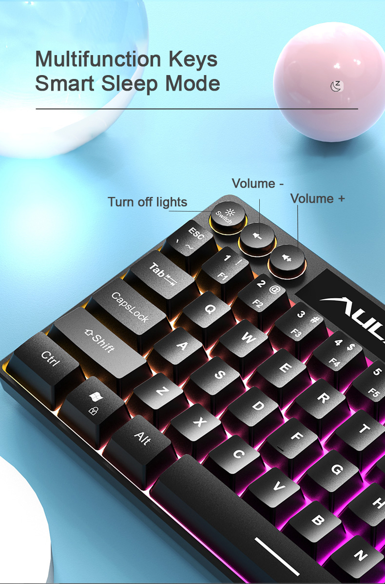 AULA F3061 61Keys Wired RGB Gaming Keyboard Membrane Keyboard USB ...