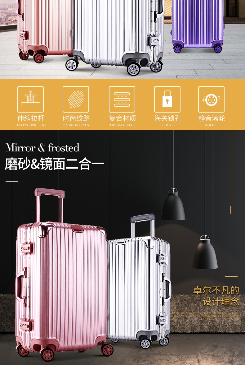 Aluminum 20-28 inch Luggage with TSA Lock - 360° Silent Wheels, Scratch ...