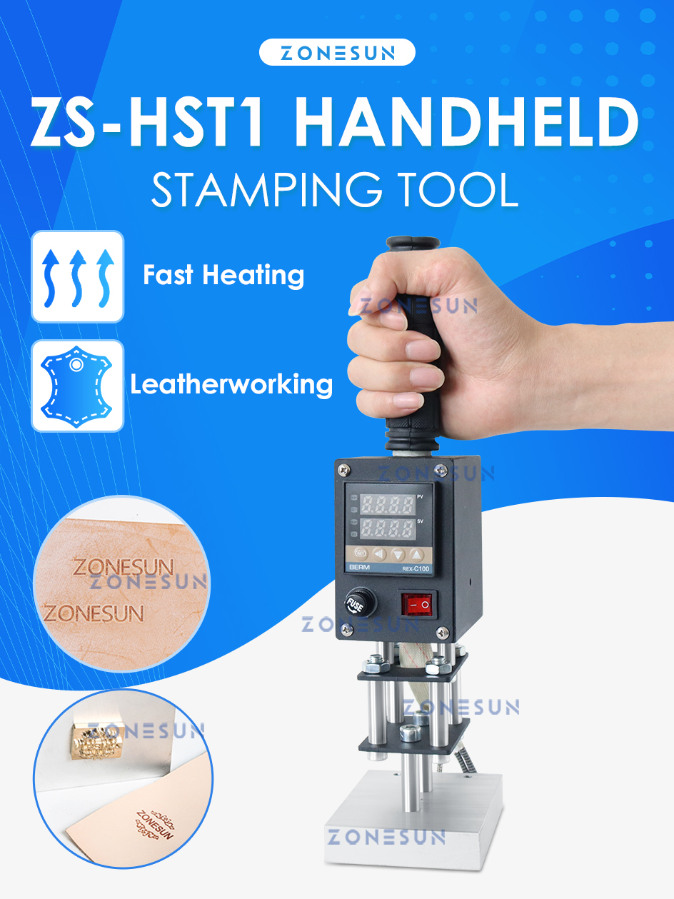 ZONESUN Handheld Hot Stamping Machine Heat Press Digital Leather Tool ...
