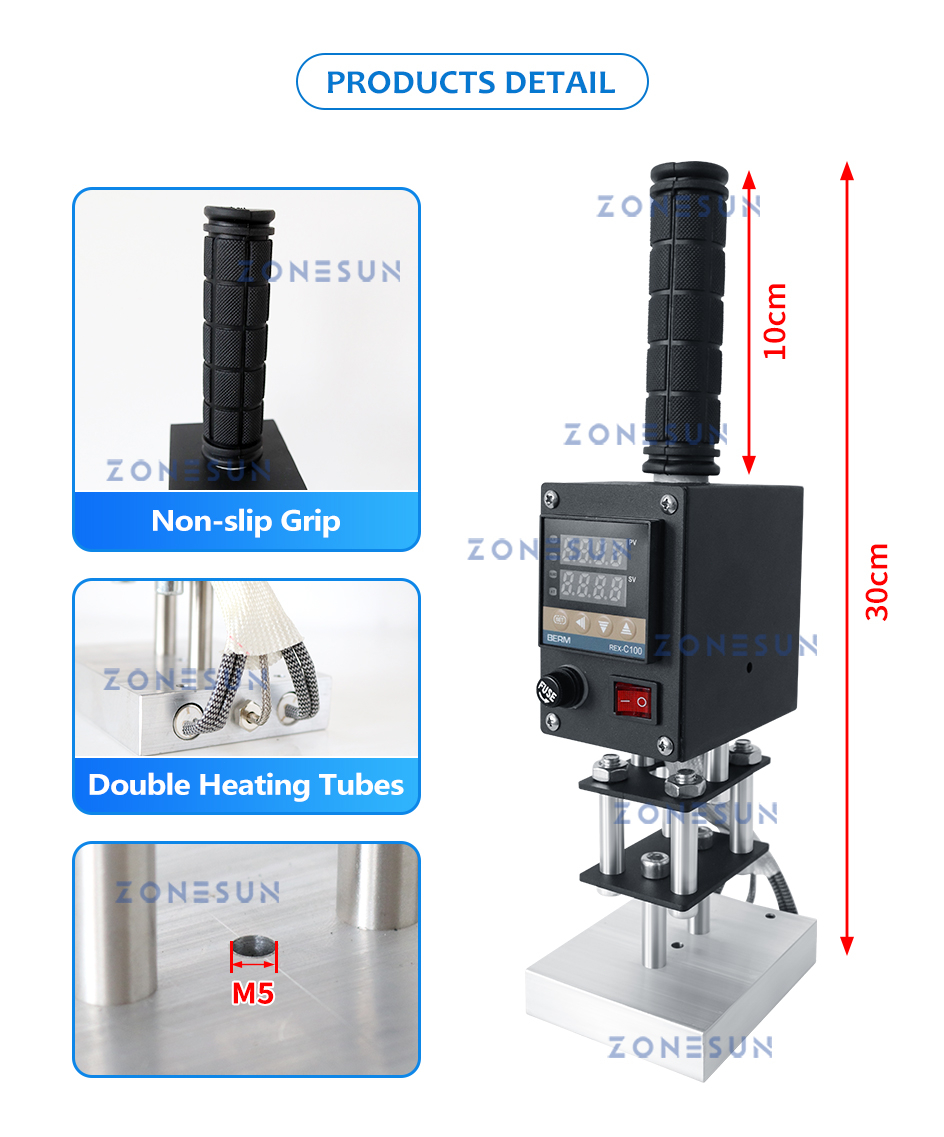 ZONESUN Handheld Hot Stamping Machine Heat Press Digital Leather Tool ...