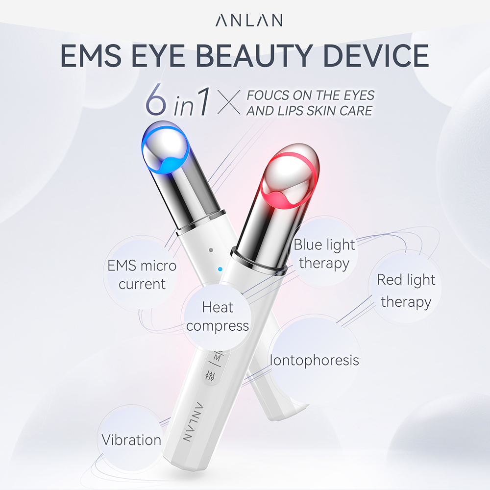 ANLAN EMS Eye Massager Light Therapy Dark Circle Eye Bags Removing Lip Beauty Device Heat ...