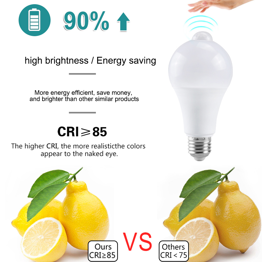 220V E27 PIR Motion Sensor Lamp 5W 9W 12W LED Bulb with Motion Sensor ...