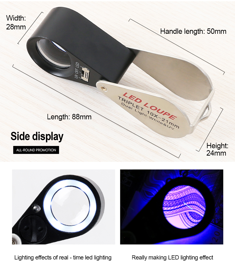 10X-40X Folding Loupe Magnifier Jewelry Magnifying Glass Triplet Lens ...