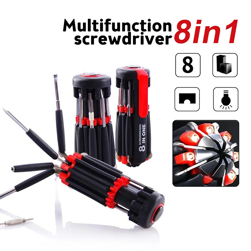 KIPRUN 8 In 1 Screwdriver Set with LED Light Tool Set Folding ...