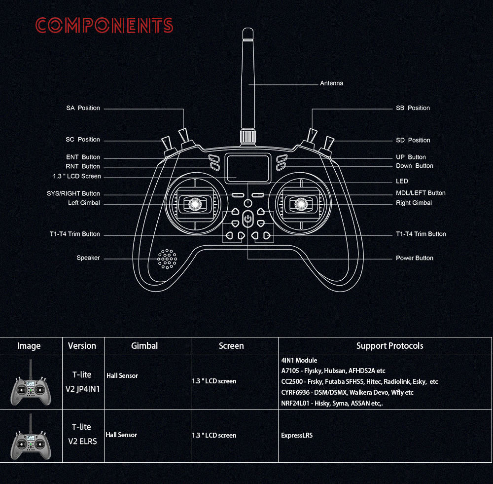 Jumper T-Lite V2 Remote Control RC Model ELRS JP4IN1 Hall Sensor ...