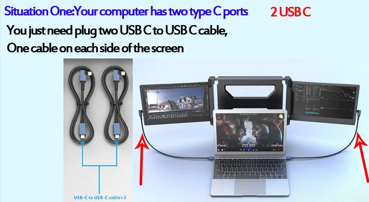 OFIYAA P2 Pro Triple Portable Monitor 13.3-inch Laptop Screen Expander ...