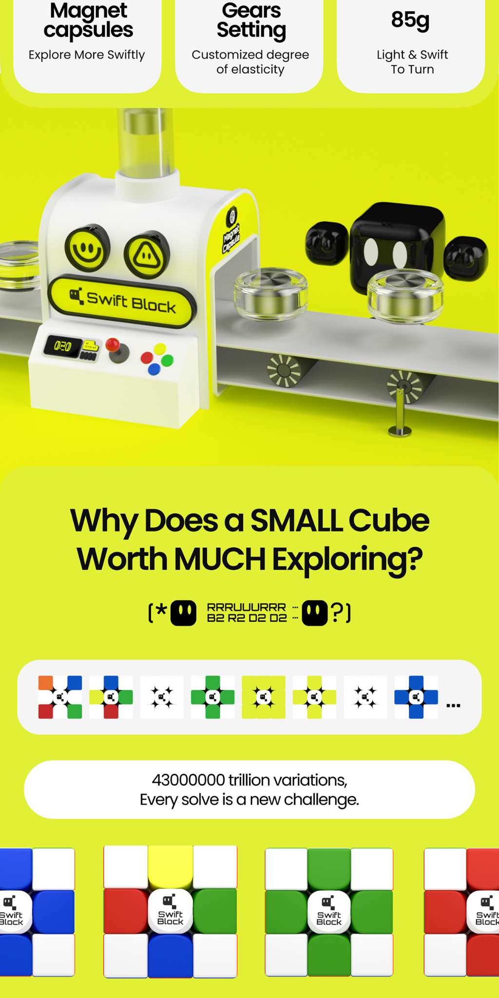 GAN x Swift Block 355S Magnetic 3x3 GAN Cube Educational Cube Puzzle ...