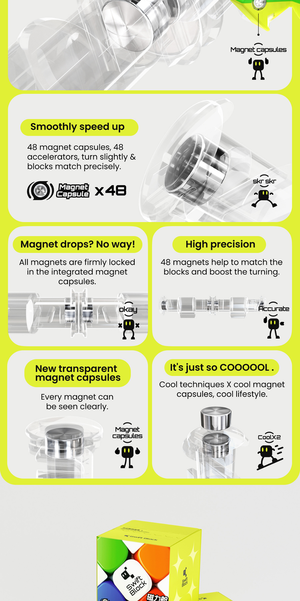 GAN x Swift Block 355S Magnetic 3x3 GAN Cube Educational Cube Puzzle ...
