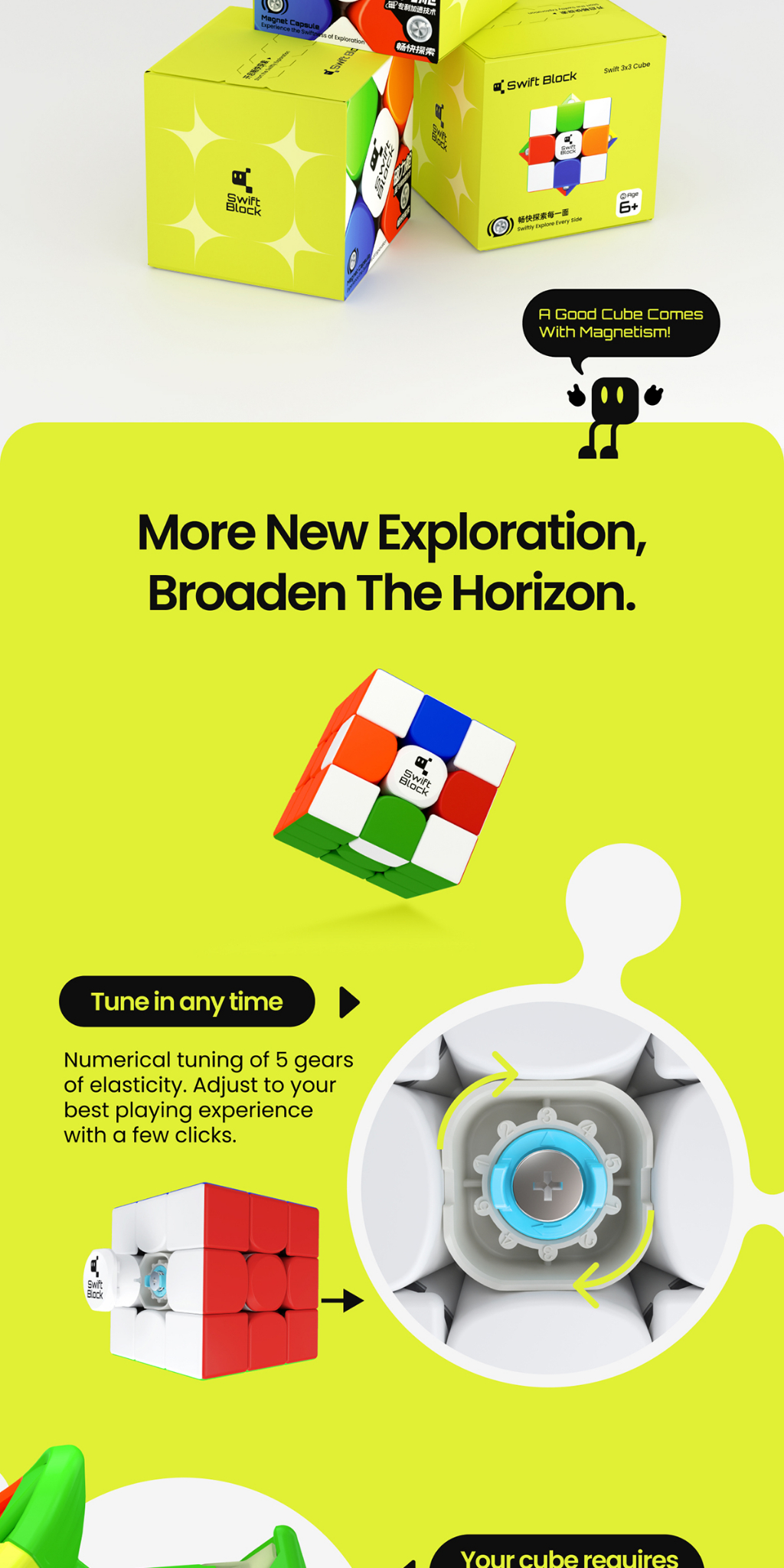 GAN x Swift Block 355S Magnetic 3x3 GAN Cube Educational Cube Puzzle ...