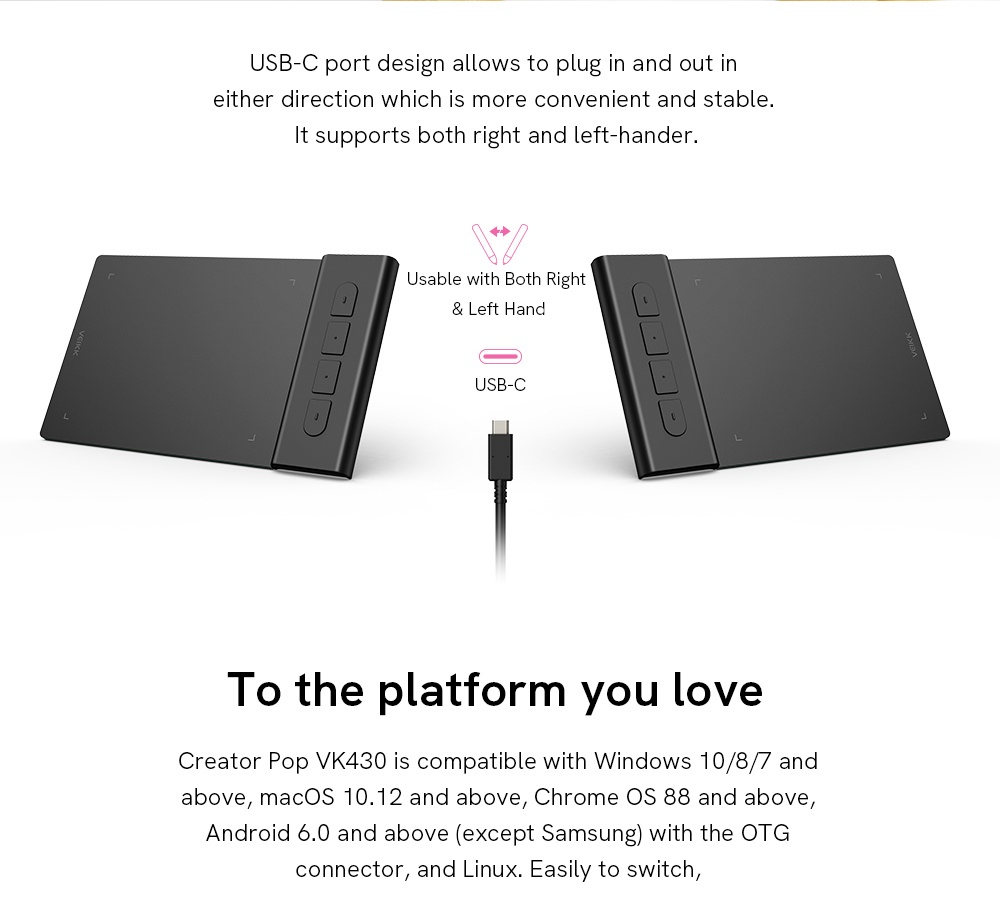 VEIKK Drawing Tablet VK430 4x3inch Battery Free Graphic Pen Tablet ...