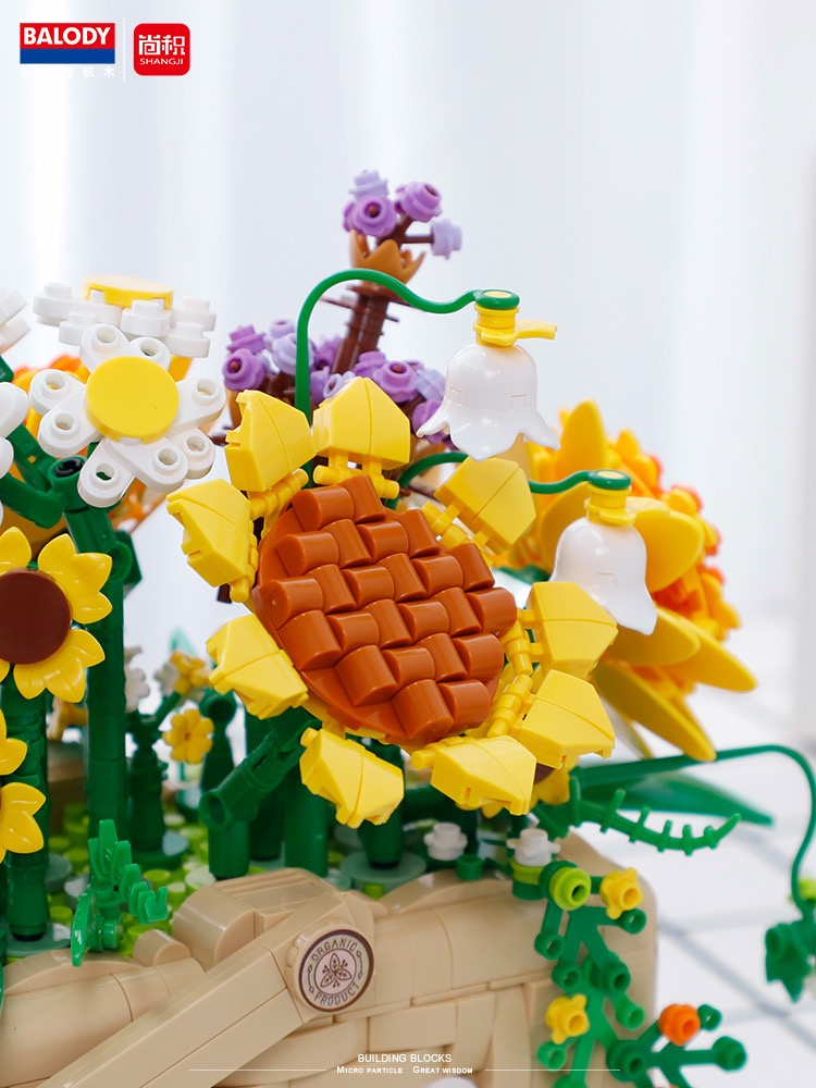 Balody New Rose Building Blocks Flower Basket and Vase Series Assembled ...