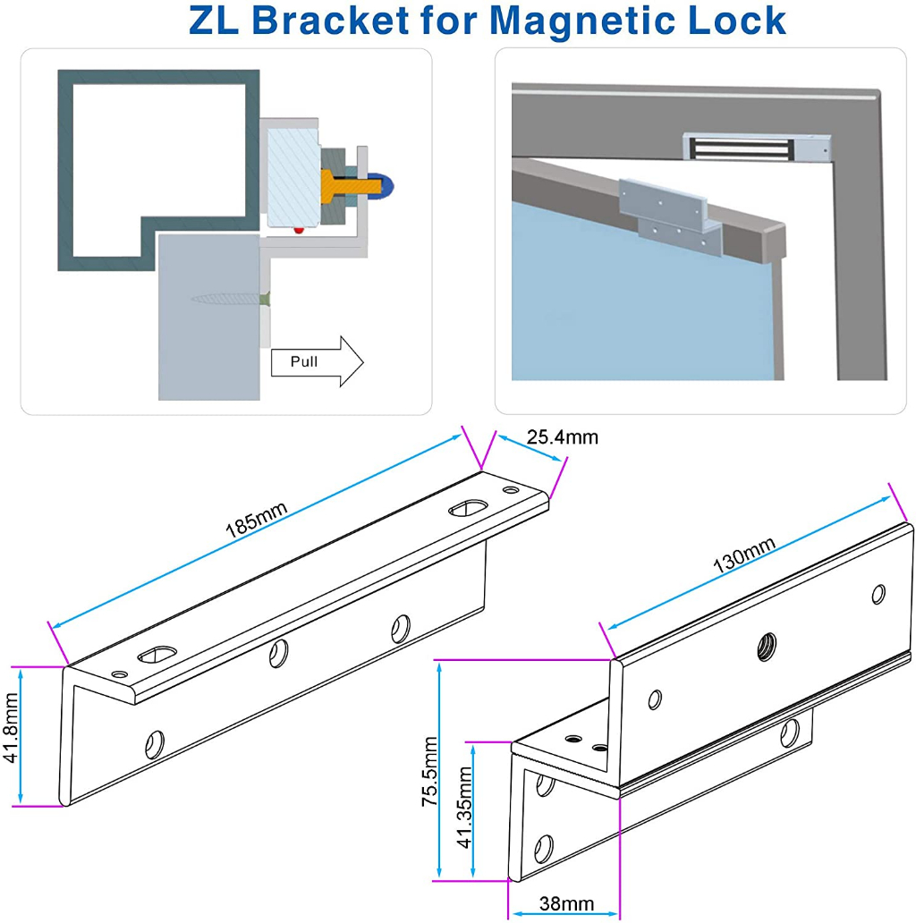 Z and L Bracket for Inward Door 180KG/350lb Holding Force Electric ...