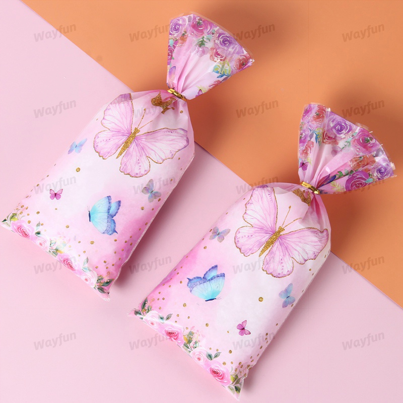 25/50/100pcs Pink Butterfly Candy Gift Bags Loot Bags Butterfly ...