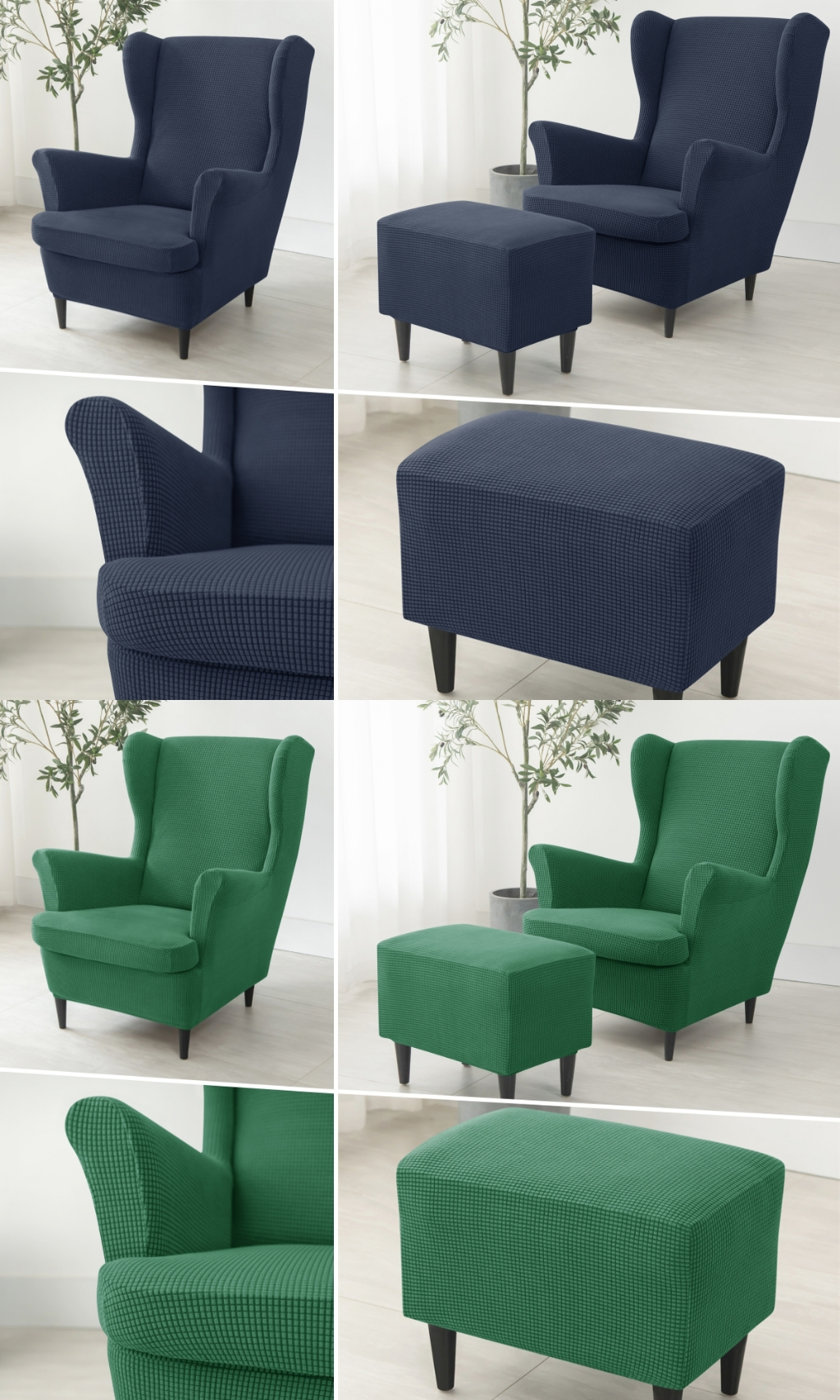 IKEA STRANDMON Solid Color Wing Chair Cover Stretch Spandex Armchair ...